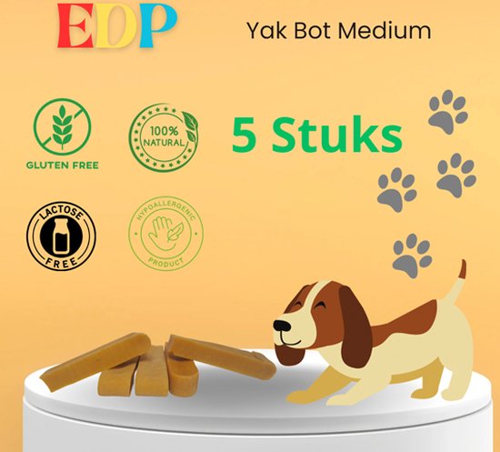 EDP Yakbot - Kluif voor hond - Himalaya yak bot - Medium - 5 Stuks | bol