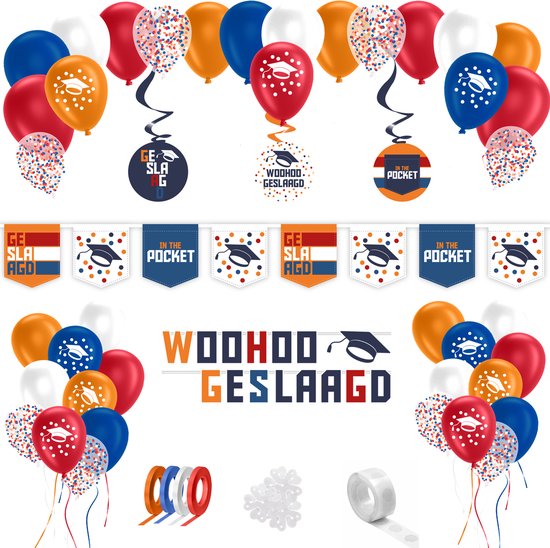 Partylove.nl® 36 items Feestpakket WooHoo Graduation - Versiering ...