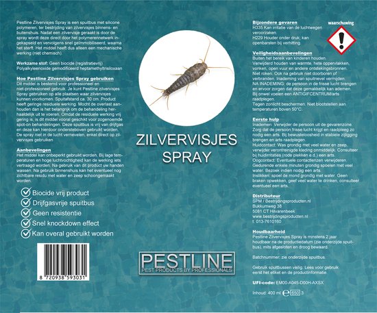 Pestline Zilvervisjes Spray; tegen zilvervisjes en papiervisjes ...