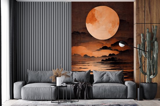 Maan - Pastel - Rood - Vintage - Behangpapier | bol