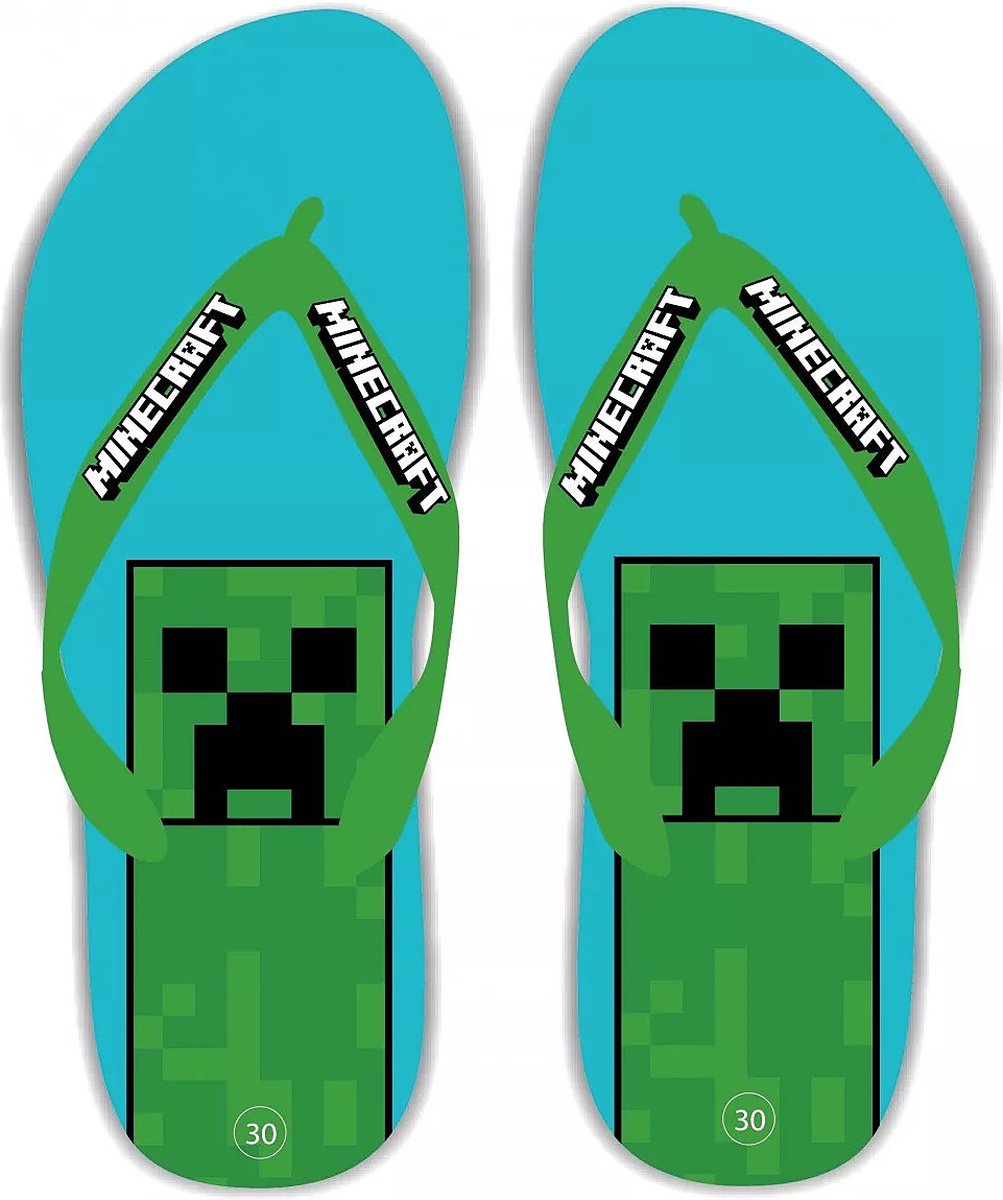 Teenslippers Minecraft - flipflop - Mint - maat 29/30 | bol.com