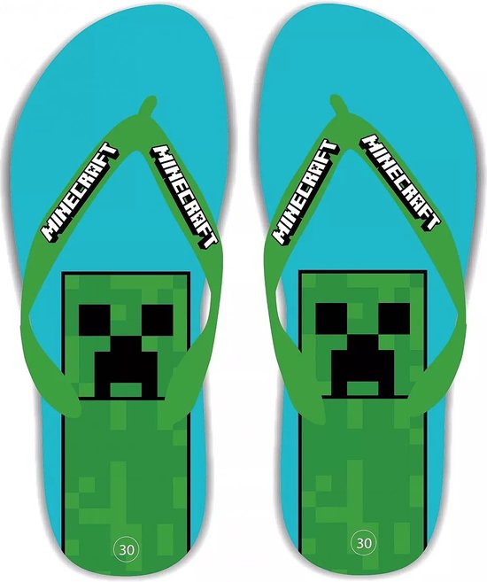 Teenslippers Minecraft - flipflop - Mint - maat 29/30 | bol.com