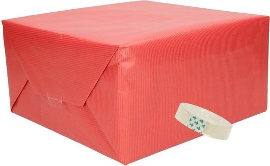 3x Rood kraft inpakpapier met rolletje plakband pakket 12 | bol.com