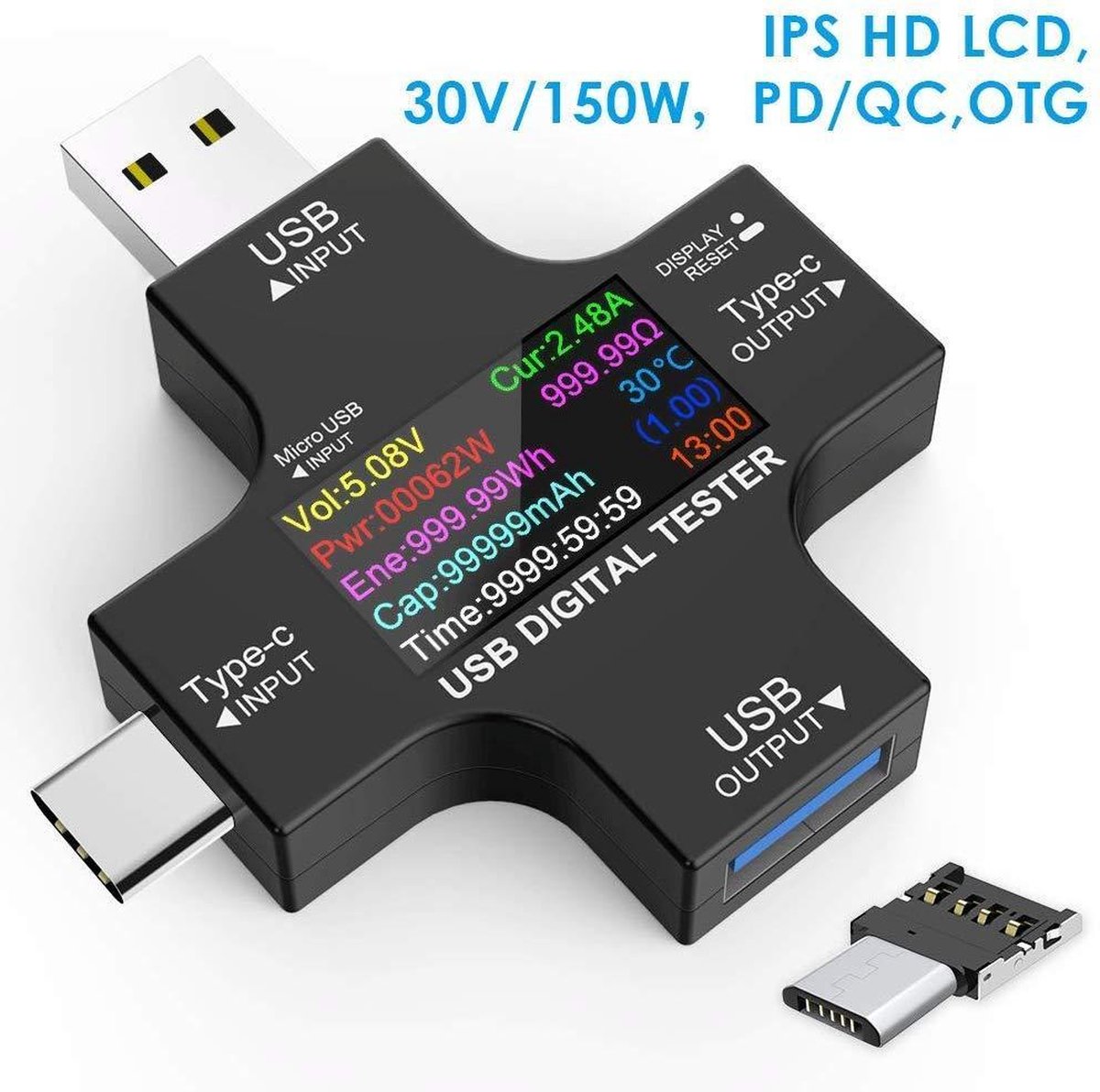 DrPhone USB Digitale Tester - Multimeter – Veiligheidstester – Zwart ...