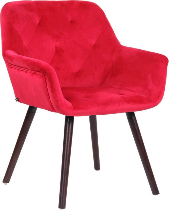 Chaise de salle à manger Clp Cassidy - Velours - Rouge - Couleur base ...