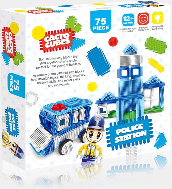 Cacto Cubes Police Station Set - Soft Bristle Building Blocks Perfect ...