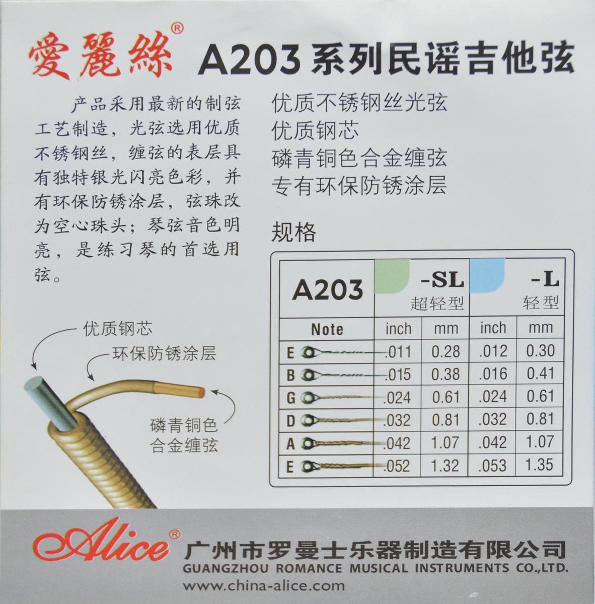 Akoestische gitaar snaren set (6 stuks/EBGDAE) - Alice® A203 | bol.com