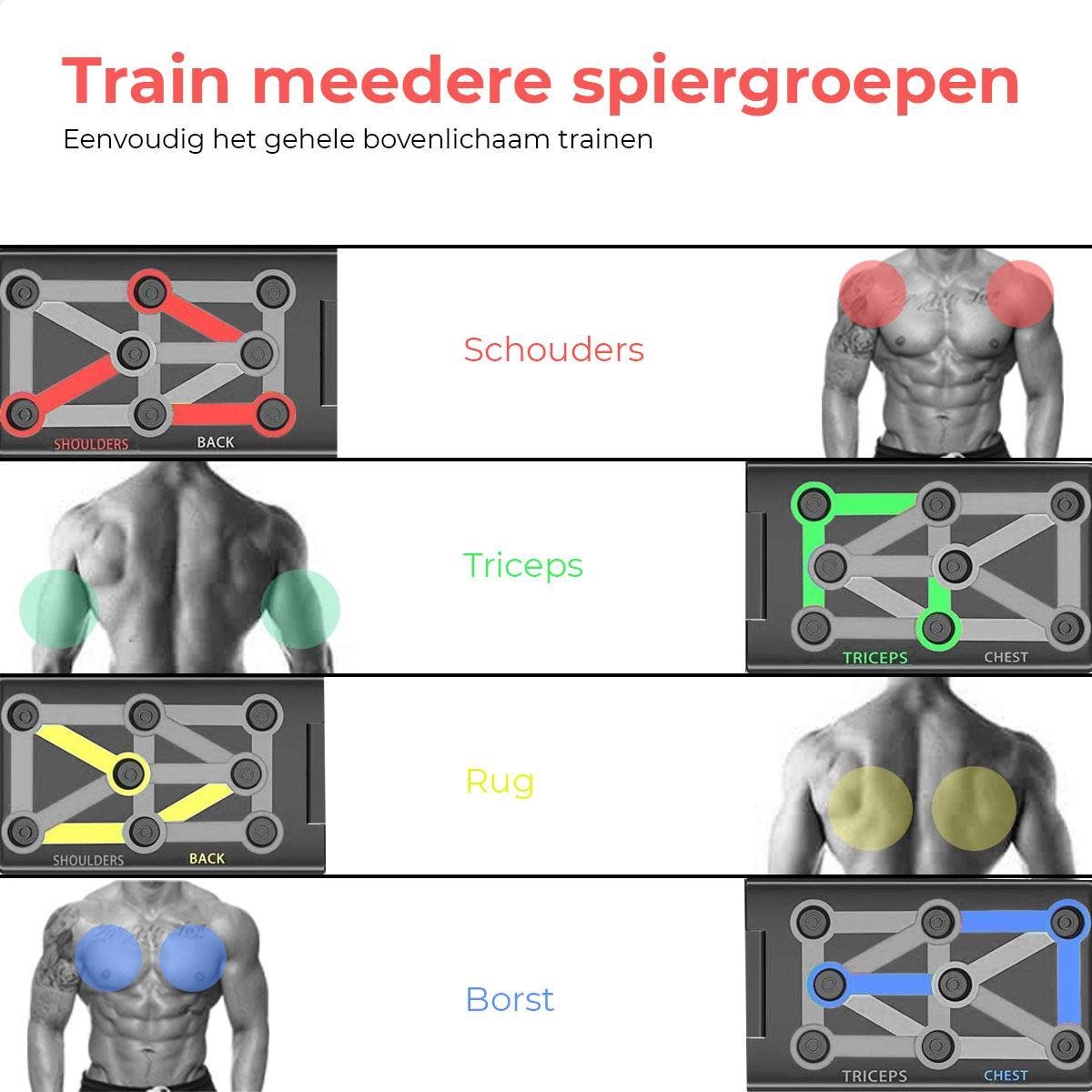12 in 1 Push up bord - Inclusief workout schema - Weerstandsbanden ...