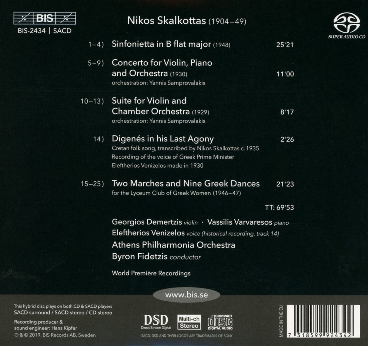 Athens Philharmonia Orchestra, Byron Fidetzis - Skalkottas: Sinfonietta ...