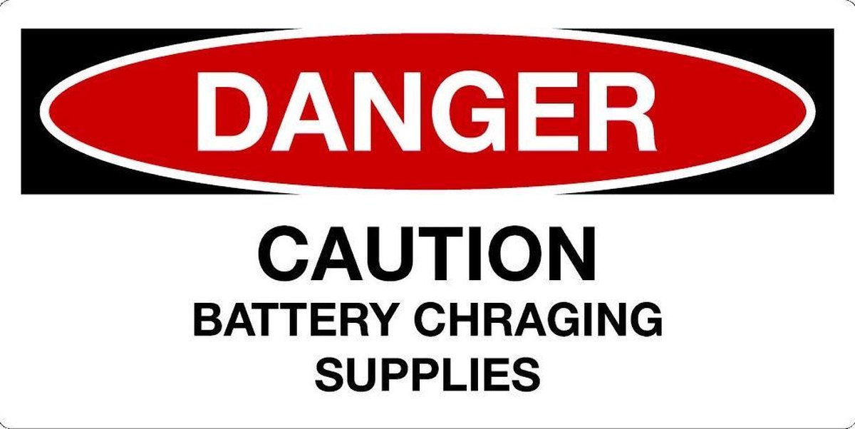 Sticker 'Danger: Caution, battery charging supplies' 200 x 100 mm | bol.