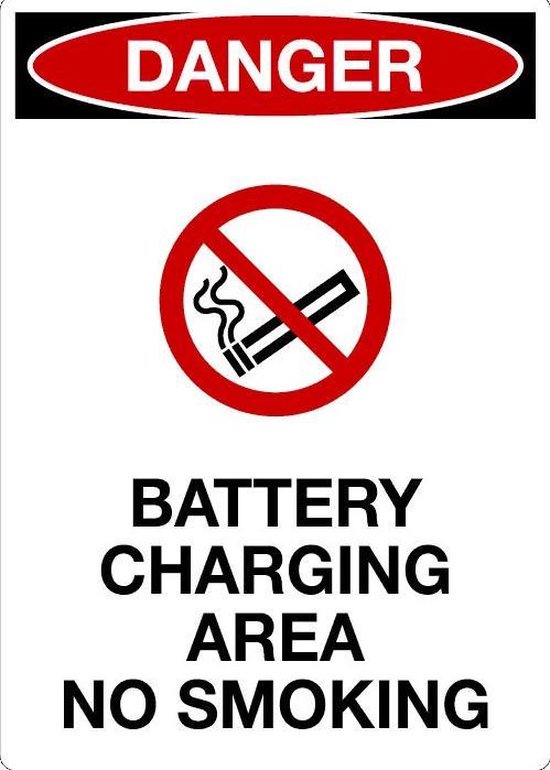Sticker 'Danger: Battery charging area' 148 x 105 mm (A6) | bol.com