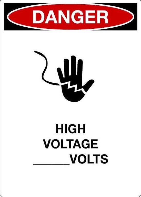 Sticker 'Danger: High voltage ... Volts' 210 x 297 mm (A4) | bol.com
