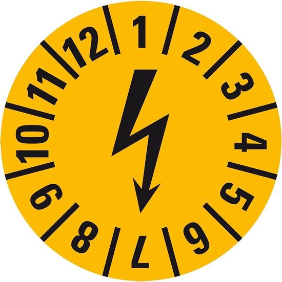 Elektrische keuringssticker, geel, 15 mm, 60 per kaart | bol