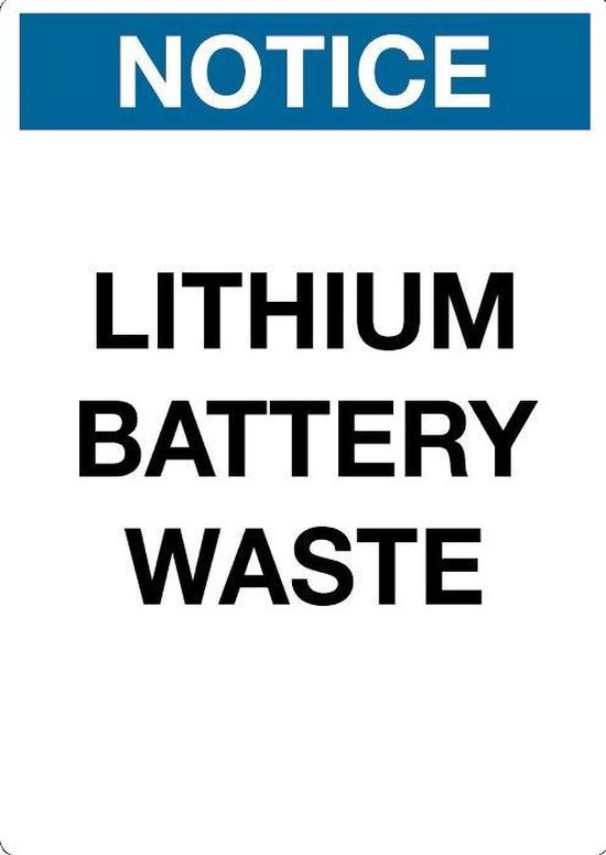 Sticker 'Notice: Lithium battery waste' 148 x 105 mm (A6) | bol.com