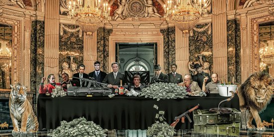 Tigon Art - Schilderij - The Gangsters Reunited Kunstwerk - Zwart, Wit ...