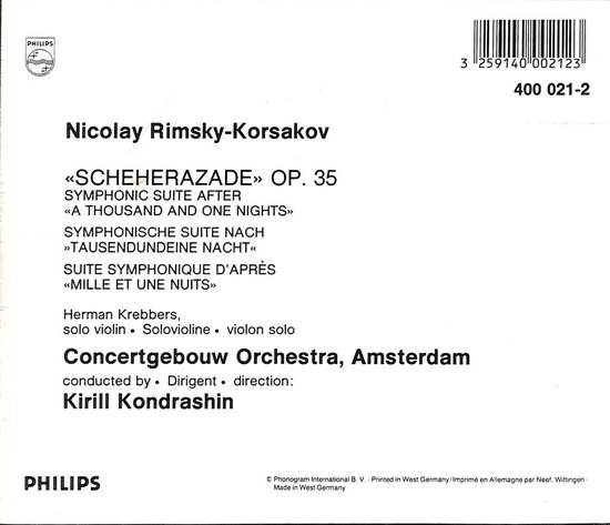 Scheherazade - Concertgebouw Orchestra Amsterdam - Kirill Kondrashin, Herman Krebbers... | bol