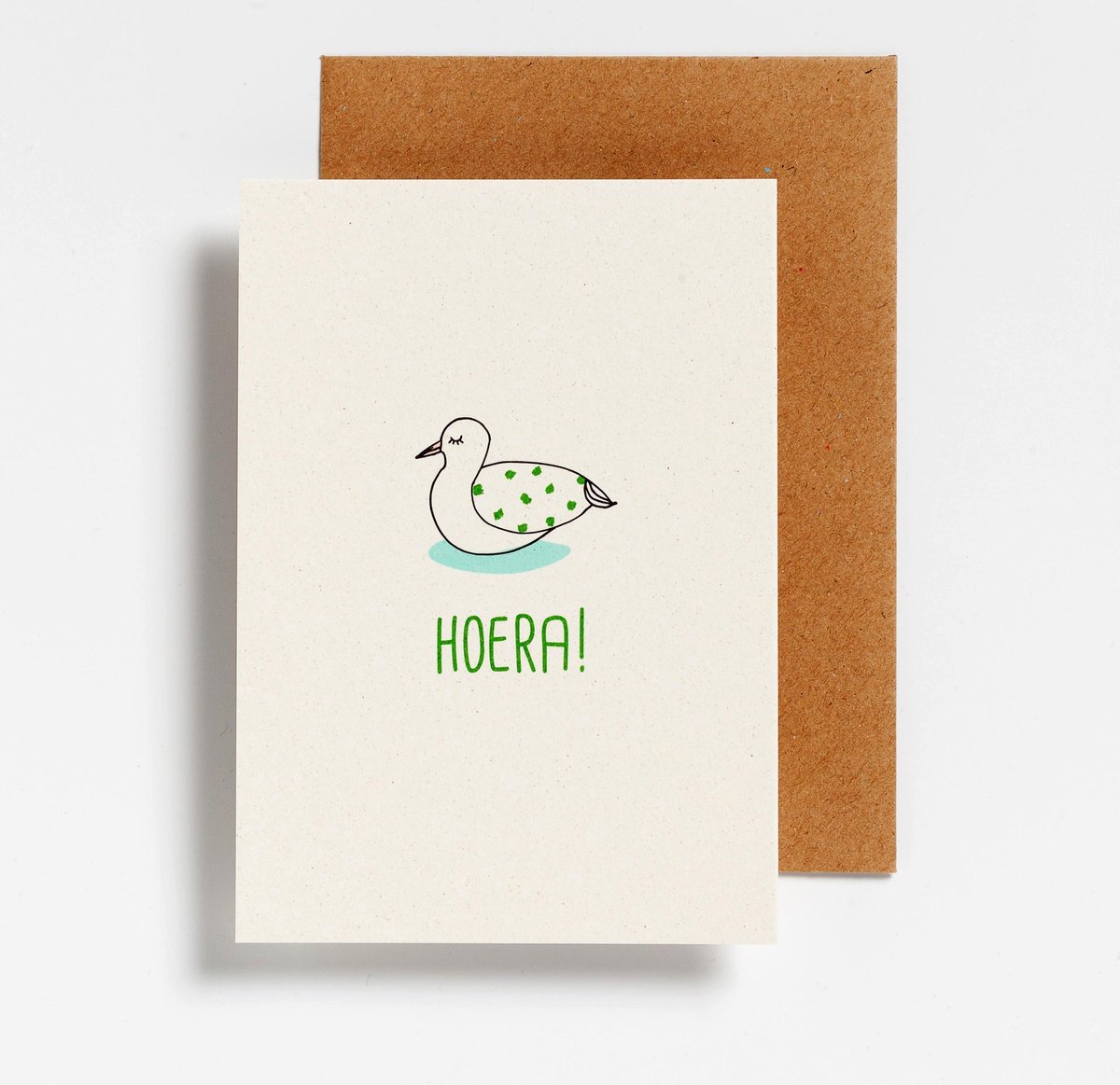 Wenskaart - HOERA! eend - Hello August - 2 stuks - A6 | bol.com