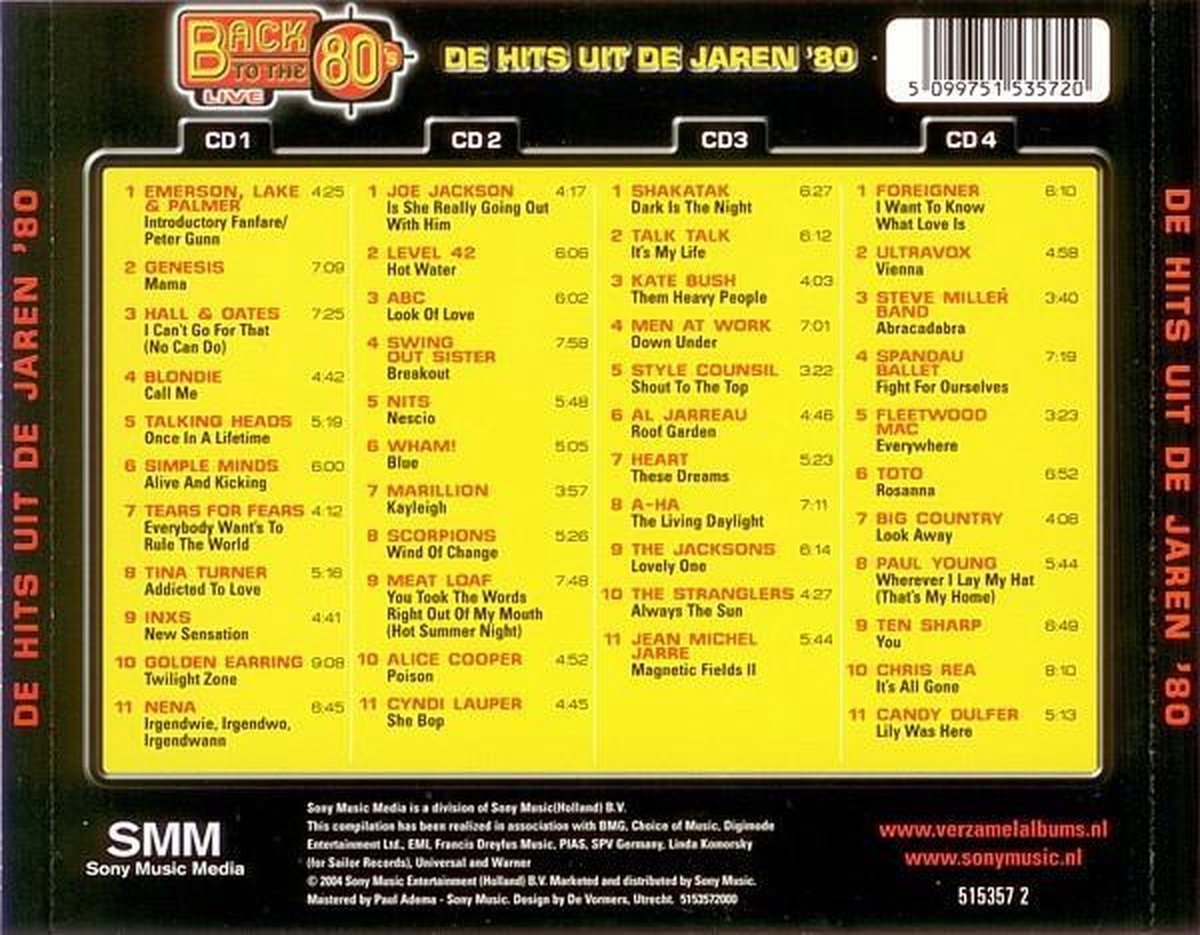 Back To The 80's-Long Versions Live, Various. | CD (album) | Muziek ...