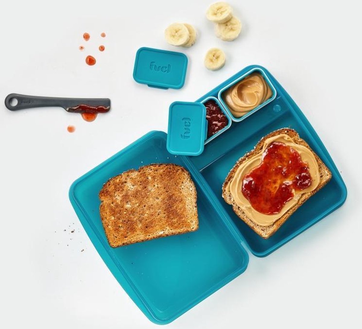 Lunchbox - broodtrommel met smeermes en bakjes - Trudeau | bol.com