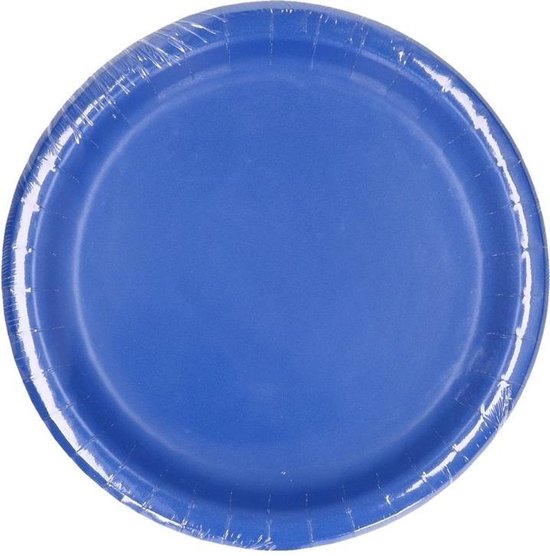 24x Kartonnen bordjes blauw 23 cm - Wegwerpborden van karton ...
