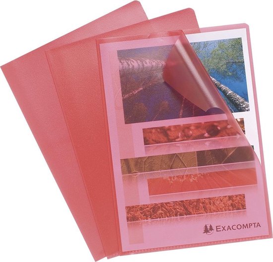 10x Pak 100 L-mappen - gestructureerde PP 12/100e - A4, Rood | bol