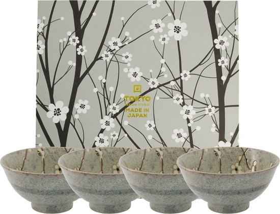 TOKYO DESIGN STUDIO - GREY SOSHUN BOWL SET 4PCS 13X6CM 350ML | bol