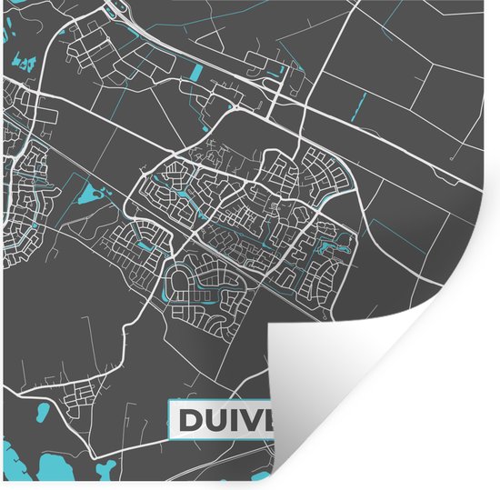 Muurstickers - Kaart - Duiven - Plattegrond - Stadskaart - 120x120 cm ...