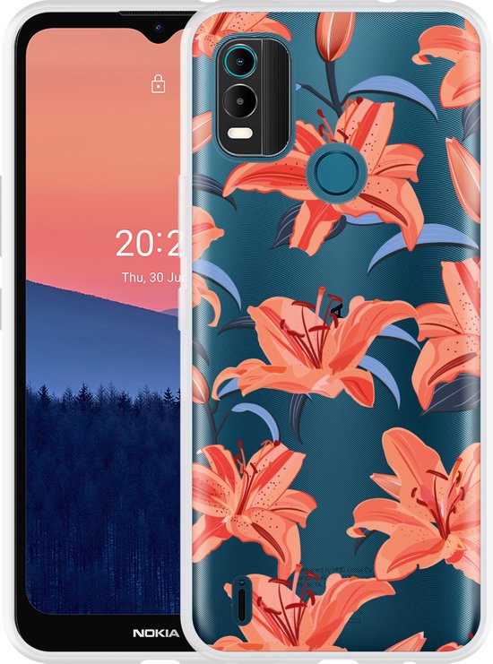 Nokia C21 Plus Hoesje Flowers - Designed by Cazy | bol.com