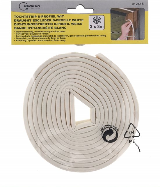 Benson Tochtstrip D-Profiel 2 x 3 meter - Wit | bol