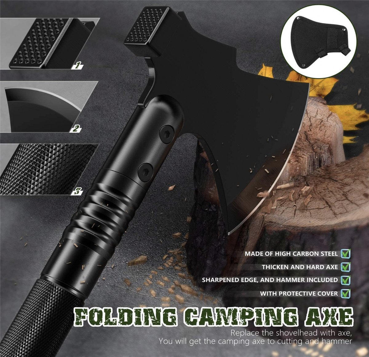 Opvouwbare schep multifunctionele bijl, 48-102 cm lengte roestvrij ...