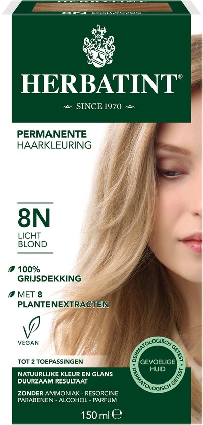 Herbatint 8N Licht Blond - Haarverf - Permanente vegan haarkleuring - 8 ...