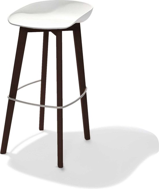 Essentials Keeve barkruk wit laag - set van 4 - berkenhouten frame en ...