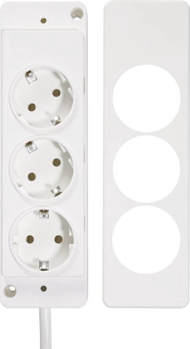 Evoline Plug platte stekker met stekkerdoos - Wit | bol.com