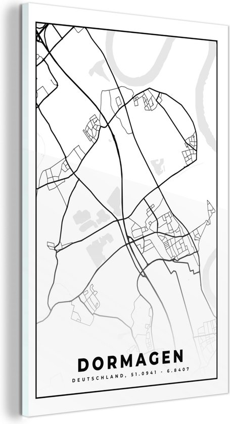 Glasschilderij - Plattegrond - Kaart - Dormagen - Stadskaart - 100x150 ...