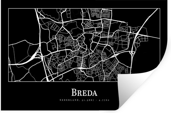 Muurstickers - Sticker Folie - Stadskaart - Plattegrond - Breda - Kaart ...
