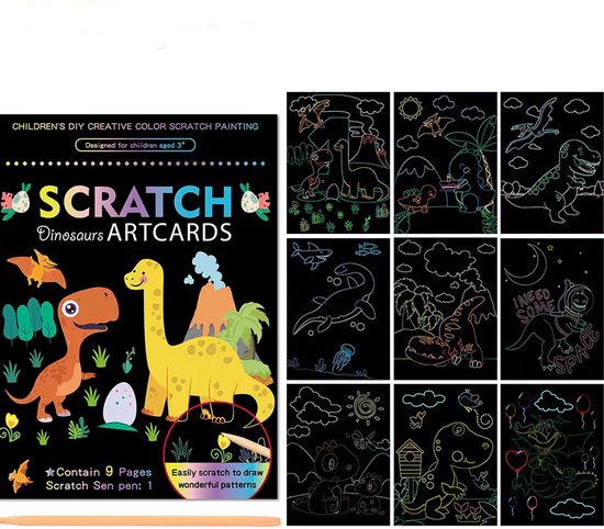 Scratch Art 9-in-1 Set - Magic Kras Tekeningen -Kraskaarten - Krasfolie ...