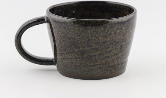Dobro Pottery - Handgemaakte Mok - 400ml - Zwart en Amber - Grote Mok ...
