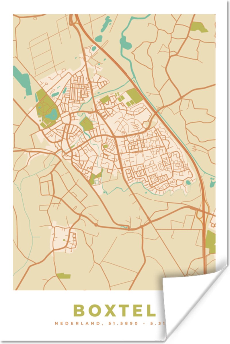 Poster Boxtel - Plattegrond - Kaart - Stadskaart - 20x30 cm | bol.com