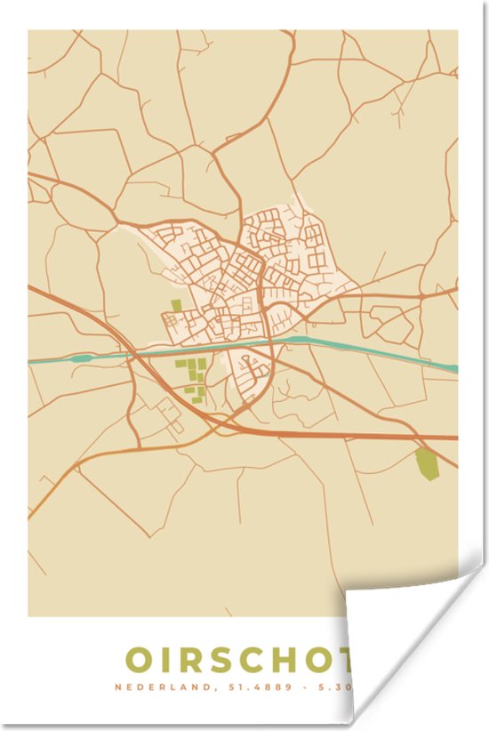 Poster Plattegrond - Oirschot - Kaart - Vintage - Stadskaart - 20x30 cm ...