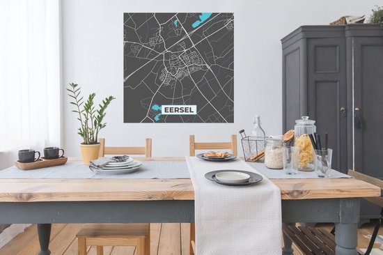 Poster Plattegrond - Eersel - Kaart - Stadskaart - 100x100 cm XXL | bol