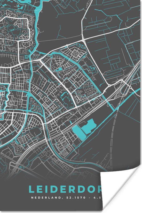 Poster Stadskaart - Leiderdorp - Kaart - Plattegrond - 20x30 cm | bol