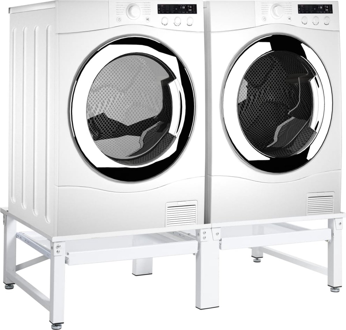 VidaLife Wasmachine- en drogerverhoger met uittrekbare schappen wit | bol