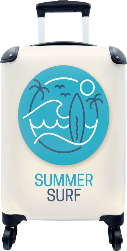 Koffer - tekening van een surfplek in Californië met de quote Summer ...