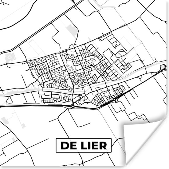 Poster Kaart - Plattegrond - De Lier - Stadskaart - 75x75 cm | bol
