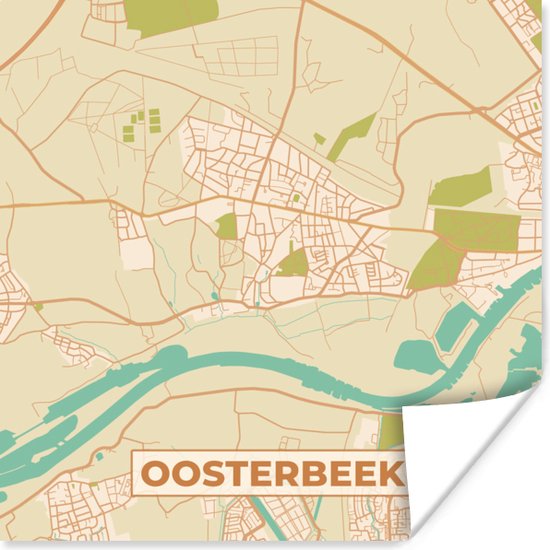 Poster Plattegrond - Oosterbeek - Vintage - Kaart - Stadskaart - 50x50 ...