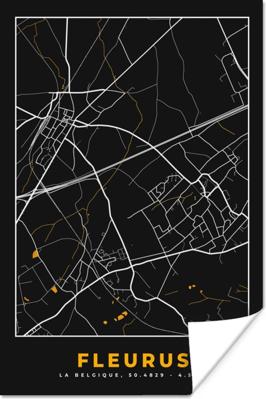 Poster Fleurus - Stadskaart - Gold - Plattegrond - Kaart - 40x60 cm | bol