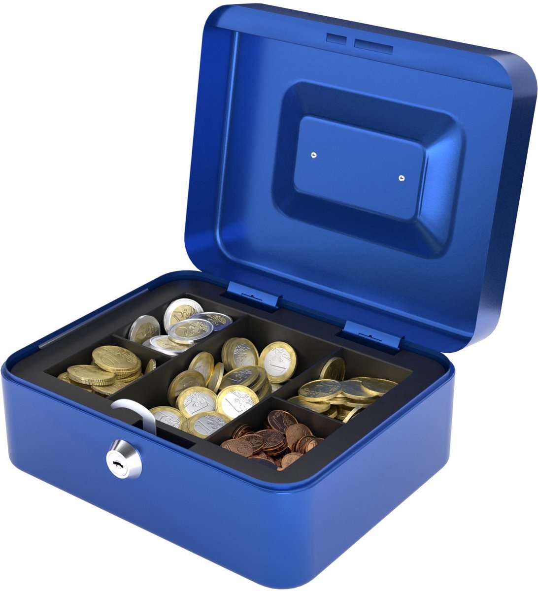 Geldkistje - Geldkist met sleutel, 20 x 16 x 9 cm, Metaal - Geldkluis ...