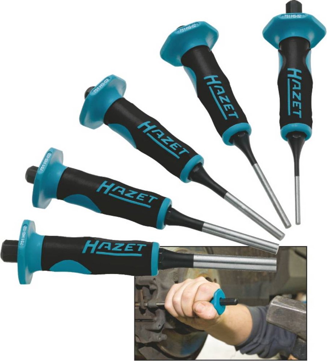 Hazet 5-delig Doorslagpennenset met handbescherming 751HS/5 | bol.com