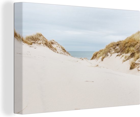 Canvas - Schilderij - Duin - Gras - Zee - Zand - Schilderijen op canvas - 30x20 cm -... | bol