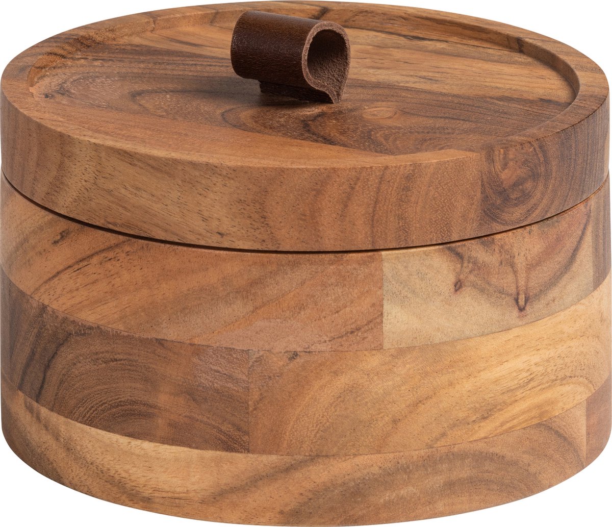 WOOOD Novan Opbergpot - Acacia hout - Natural - Set van 2 | bol.com